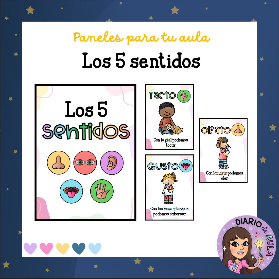 Hojas De Trabajo De Los 5 Sentidos Juego Para Niños. Tarjetas Cinco