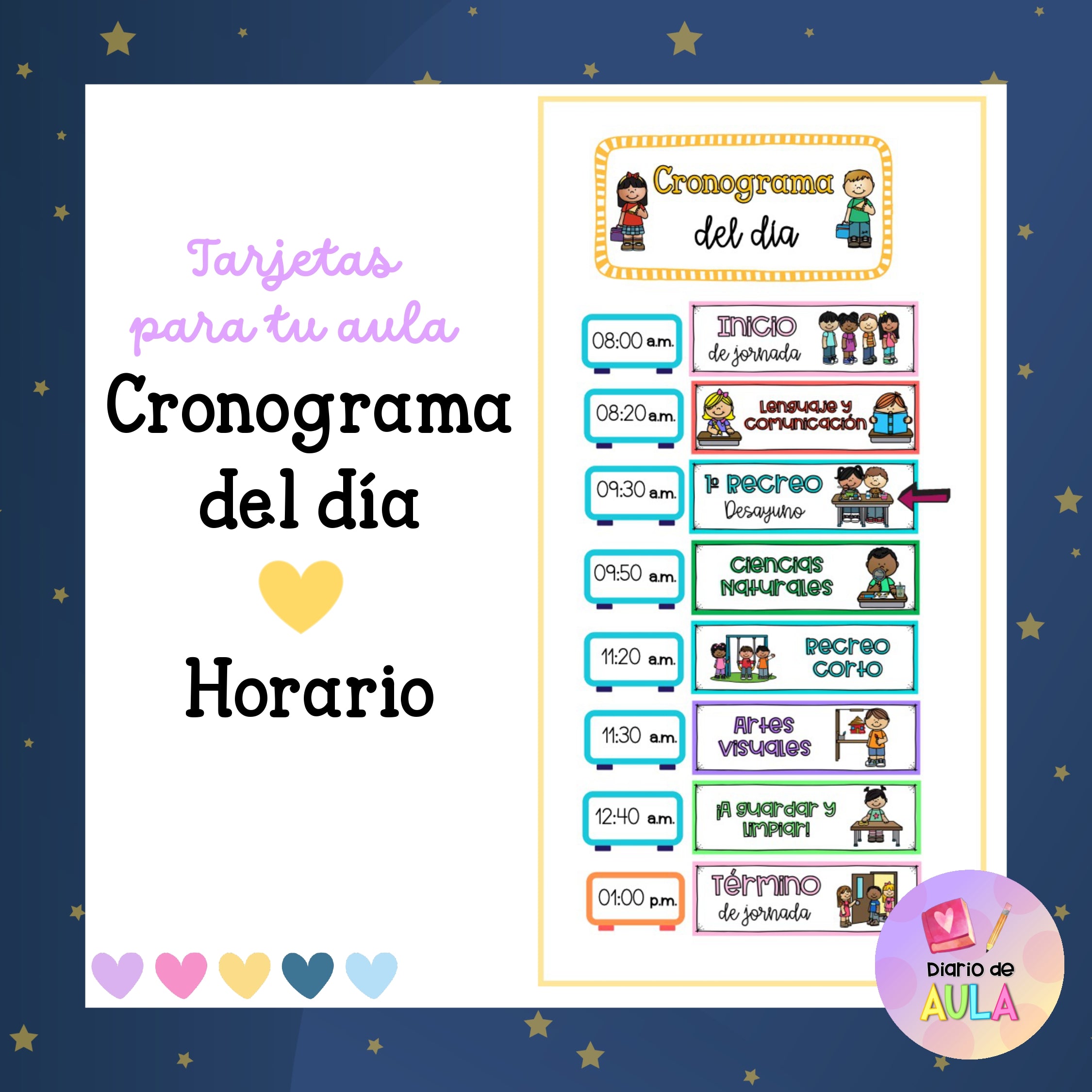 Cronograma del día - Horario – Diario de Aula